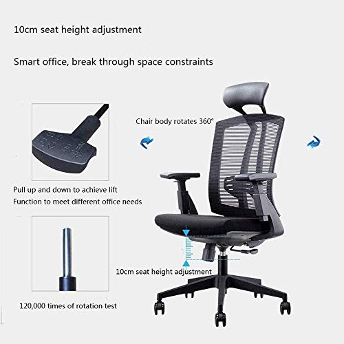 KXDTZ Office Chair, Breathable Mesh Computer Chair with Ergonomic Adjustable Lumbar Support, Black Swivel Desk Chair with Adjustable Armrest and Headrest (Color : E)