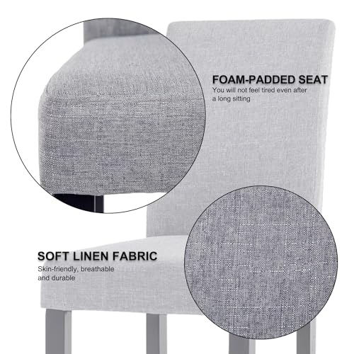 IULULU Dining Set of 4 Kitchen Upholstered Parsons Accent Chair with Padded Seat Back and Wood Legs for Living Room, Modern, Grey