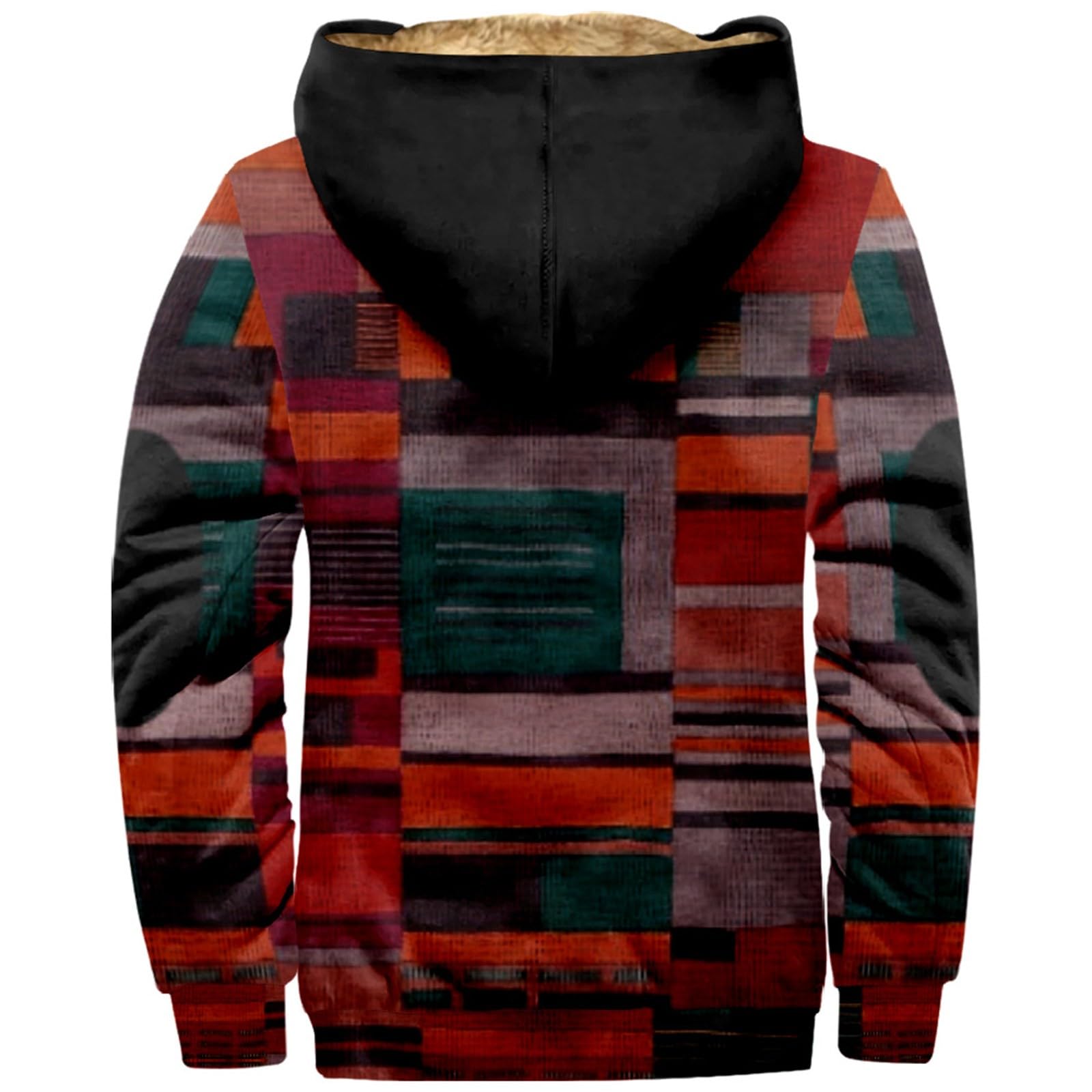 Mens Hoodie Fluffy Oversized Drawstring Patchwork Big and Tall Hoodies Cardigan Sweaters with Pockets Men's Sweatshirts Comfy Golf Zip Up Sherpa Lined Long Sleeve Sweatshirts Hoodies(Red,Large)