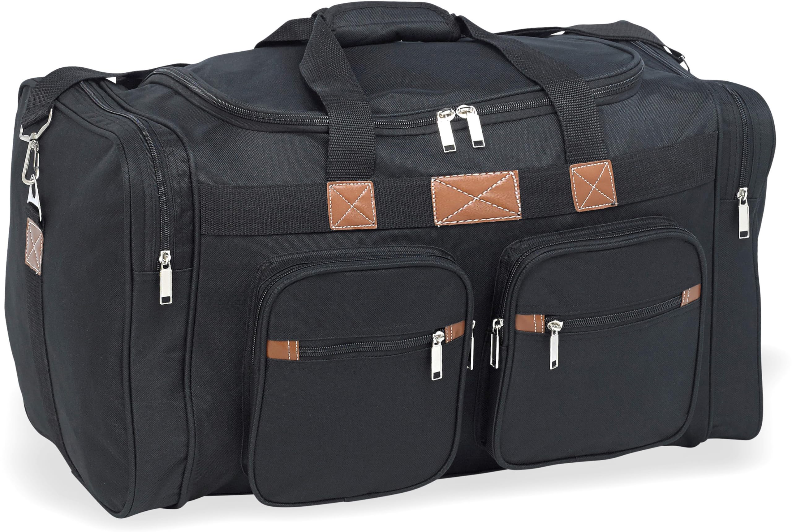 18" / 22" / 25"/ 28" Polyester Duffel Bag/Sports/Gym/Carry-on Duffle-Black (Black, 22-inch)