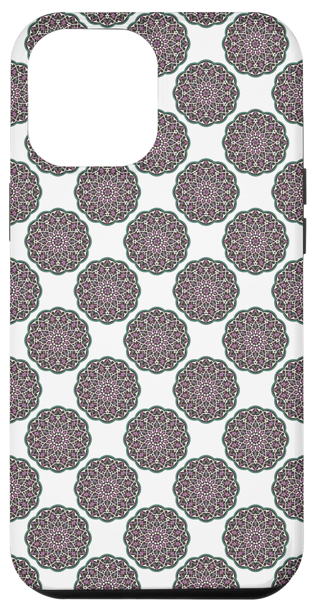 iPhone 13 Pro Max Circle Repeat Pattern Vector Art Magenta Pink White Case