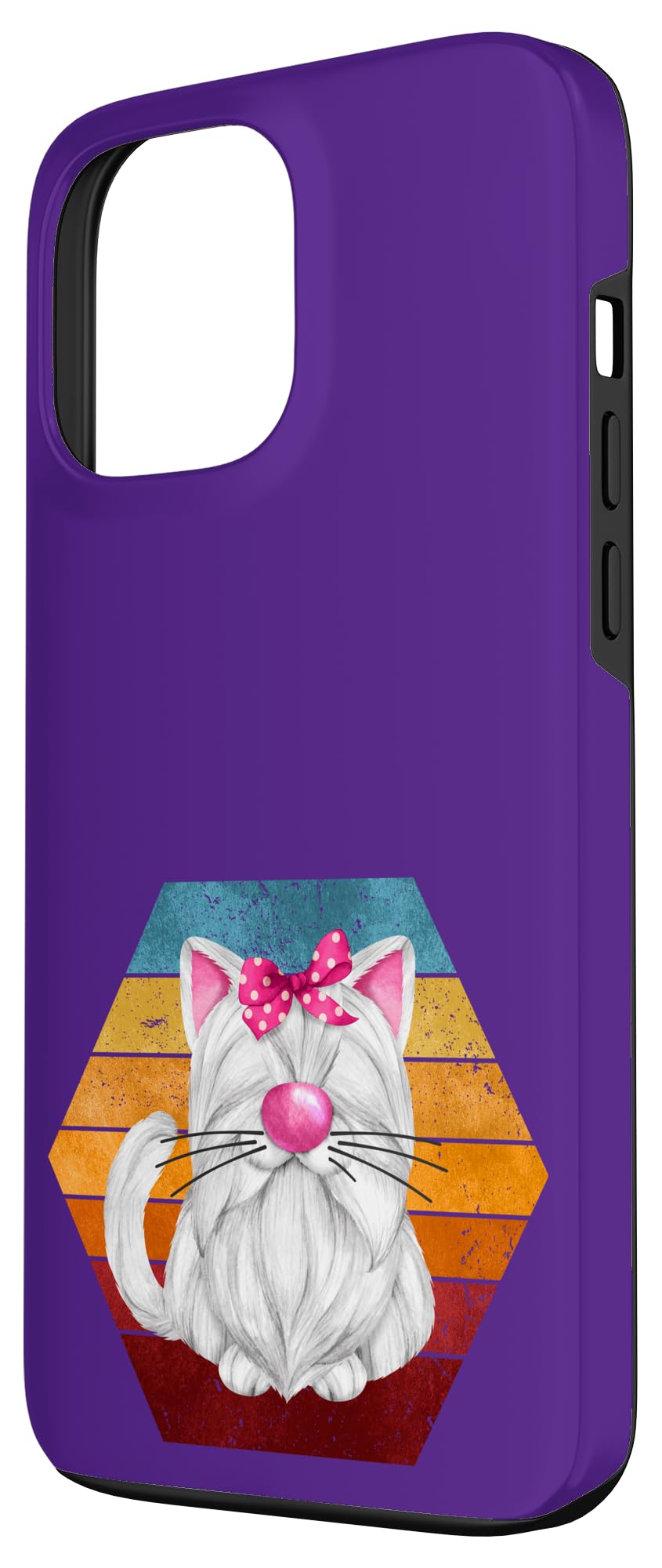 iPhone 13 Pro Max Cute White Cat Graphic For Cat Grandma Vintage Kitten Purple Case