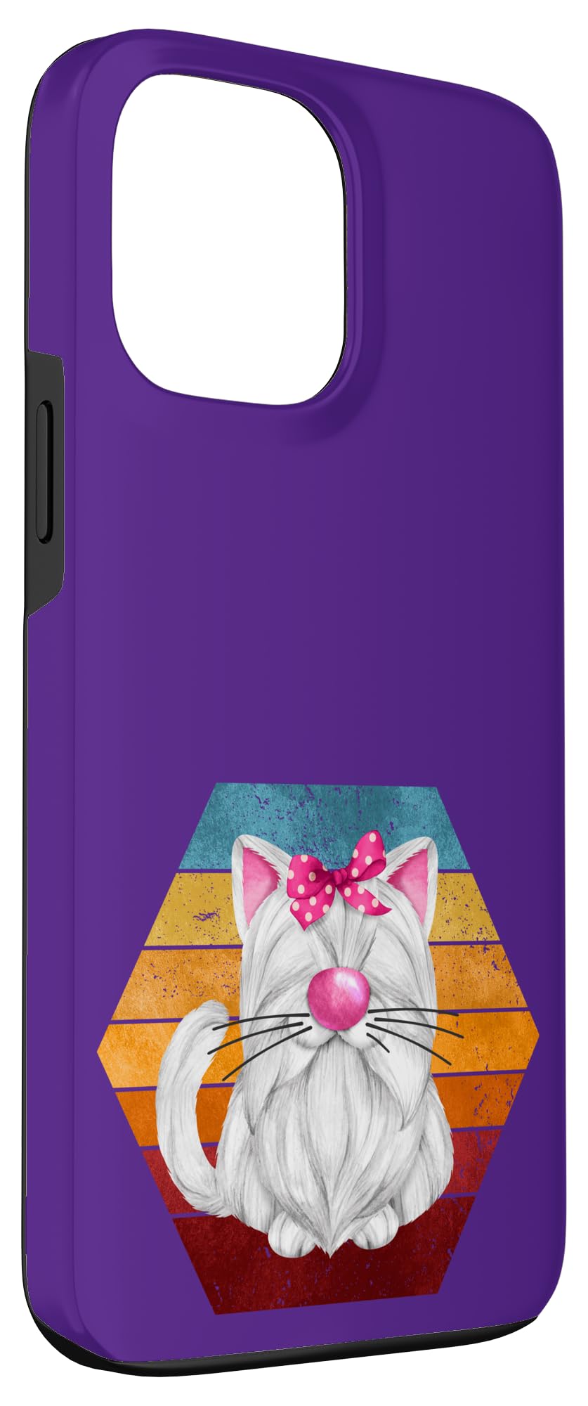 iPhone 13 Pro Max Cute White Cat Graphic For Cat Grandma Vintage Kitten Purple Case