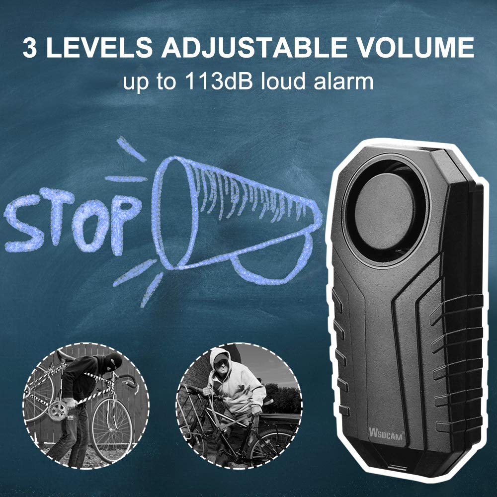 WSDCAM Bike Alarm & Rechargeable Horn Alarm, Loud Anti Theft Vibration Sensor for Scooter, Motorcycle & Vehicle Security