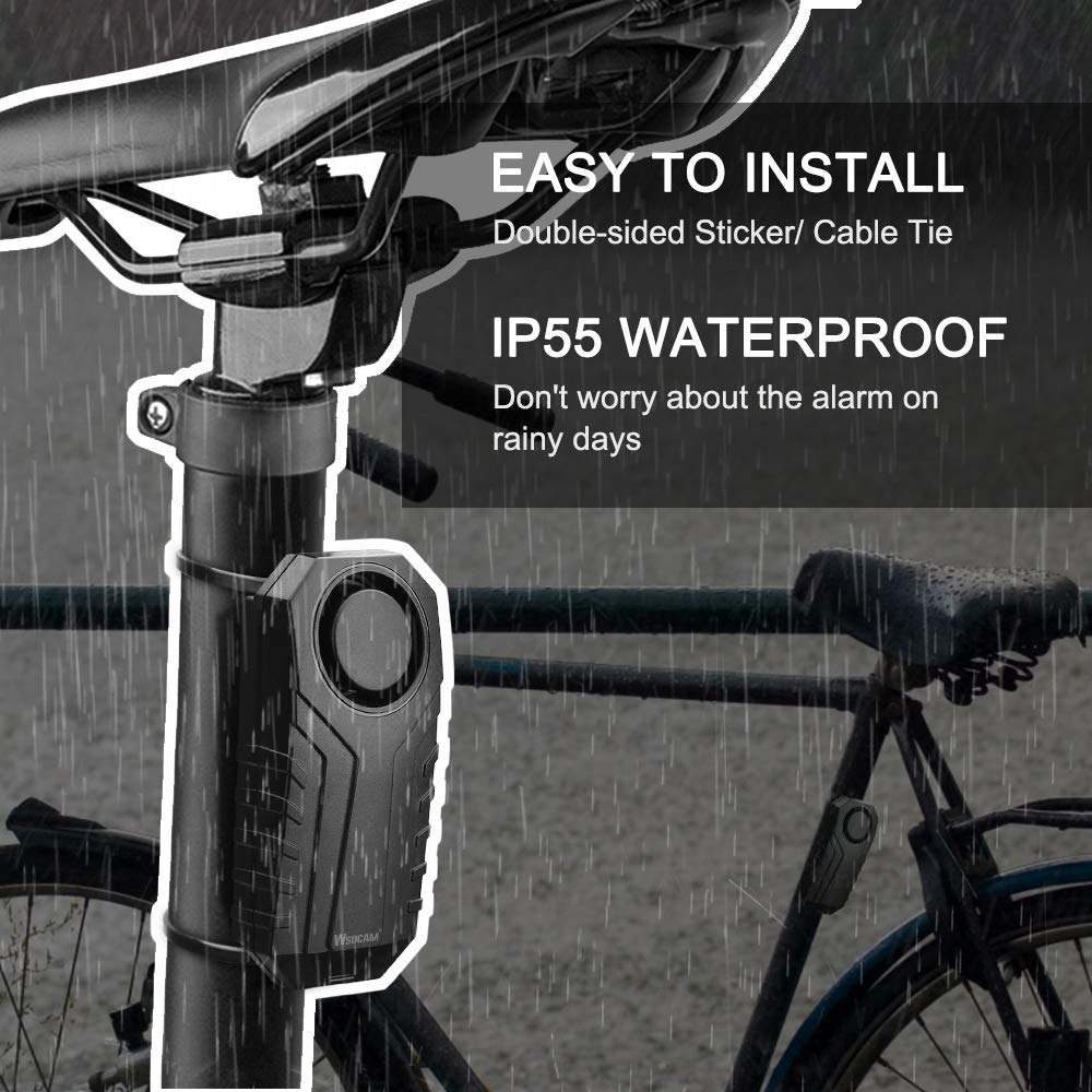 WSDCAM Bike Alarm & Rechargeable Horn Alarm, Loud Anti Theft Vibration Sensor for Scooter, Motorcycle & Vehicle Security