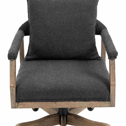 FRITHJILL Swivel Home Office Chair with Adjustable Seat Height and Boucle Fabric Seat, Ergonomic Study Chair with Wheels, Black