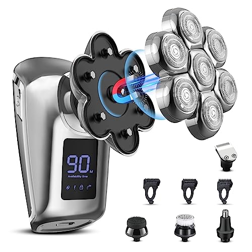 Magnetic Head Shavers for Bald Men, 5-in-1 Cordless Electric Head Shavers with Beard Nose Hair Trimmer & Head Shaver Replacement Heads
