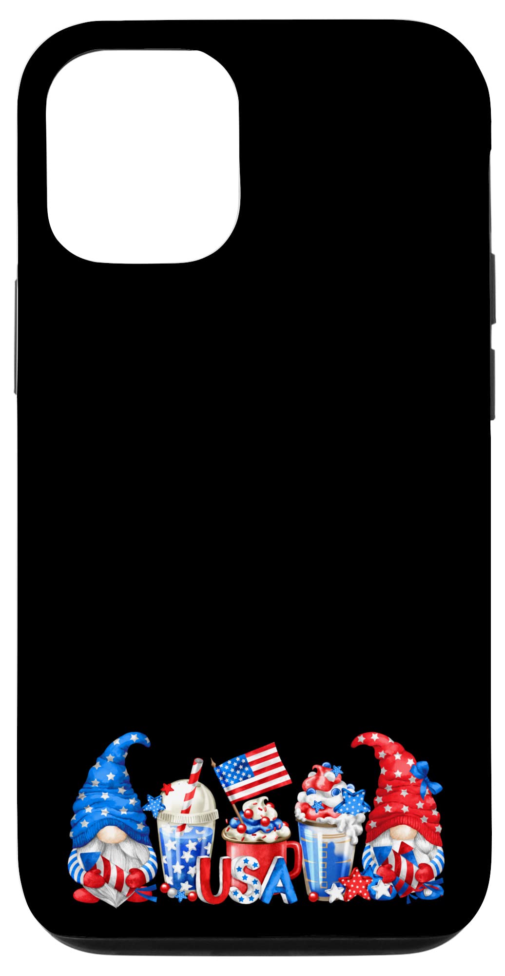iPhone 13 Pro Red White And Blue Patriotic Coffee Gnome For Women Cute USA Case