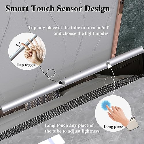 LETSFIELD Silver Lighted Vanity Mirror, LED Lighted Makeup Mirror with Aluminum Stand, Smart Touch Control, 3 Colors Lights