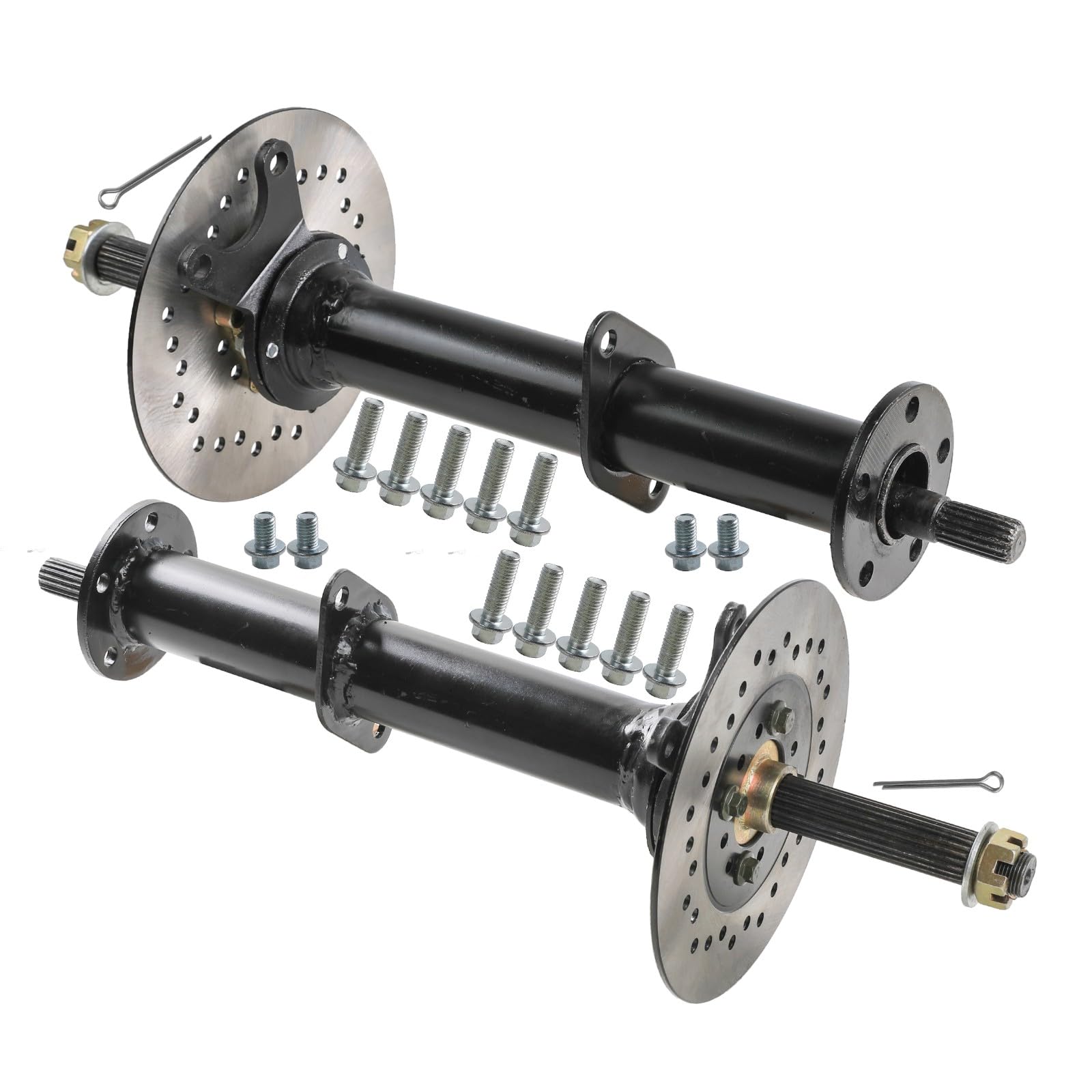 YC Yier 40" Go Kart Rear Axle Kit & 48V 1000W Electric Brushless Motor Controller Differential &19x7-8" Wheels Tires + Front Steering Shaft for ATV Quad Buggy 4 Wheelers Dolly Cart Trike Tricycle