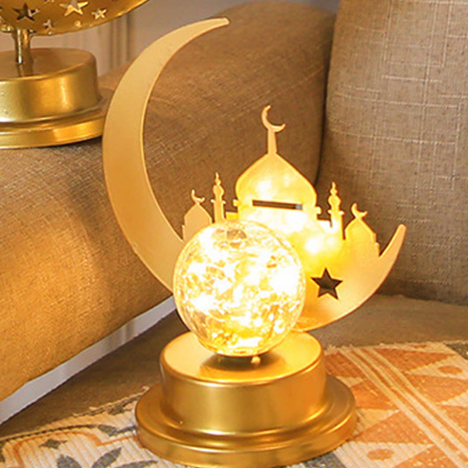 UPQRSG LED Desk Decorative Light, Magical Moon Night Light, Desktop Night Lamp, Moon Styling Iron Art Hollowed Out Supplies, Cordless Lamp for Home Bedroom Wedding PartyPalace