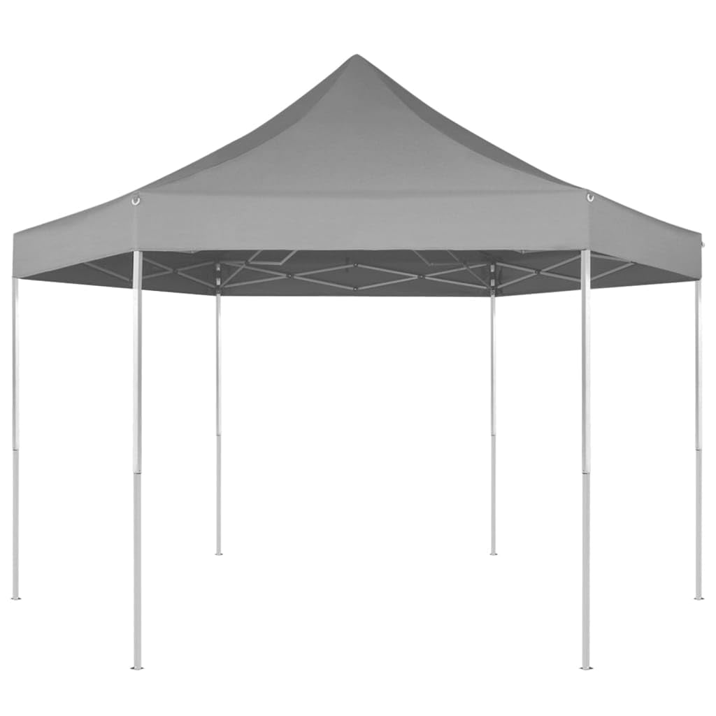 Hexagonal Pop-Up Foldable Marquee Outdoor Tent for Backyard Awnings for Decks BBQ Gazebo Gray 11.8'x10.2' Suitable for Market Stalls, Market Fairs, Gardens, Farms