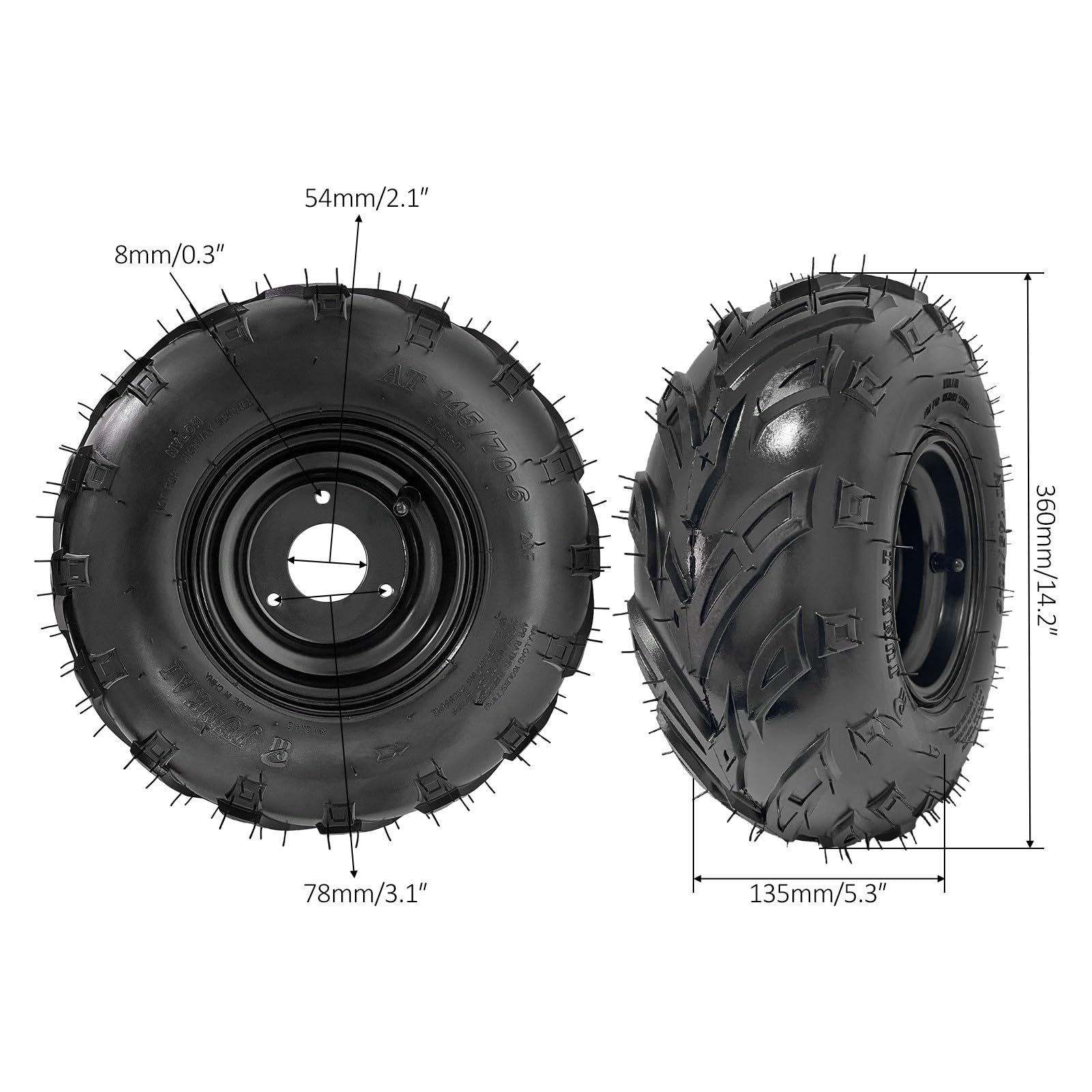 YC Yier 30" Go Kart Rear Axle Kit & 48V 1000W Electric Brushless Motor Controller Differential &145/70-6" Wheels Tires + Front Steering Shaft for ATV Quad Buggy 4 Wheelers Dolly Cart Trike Tricycle