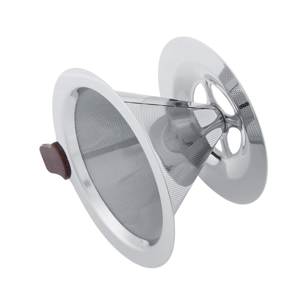 Topyond Stainless Steel Coffee Filter, Reusable Double Layer Brew Dripper, Collapsible and Portable Design with Cup Stand,for Camping and Travel