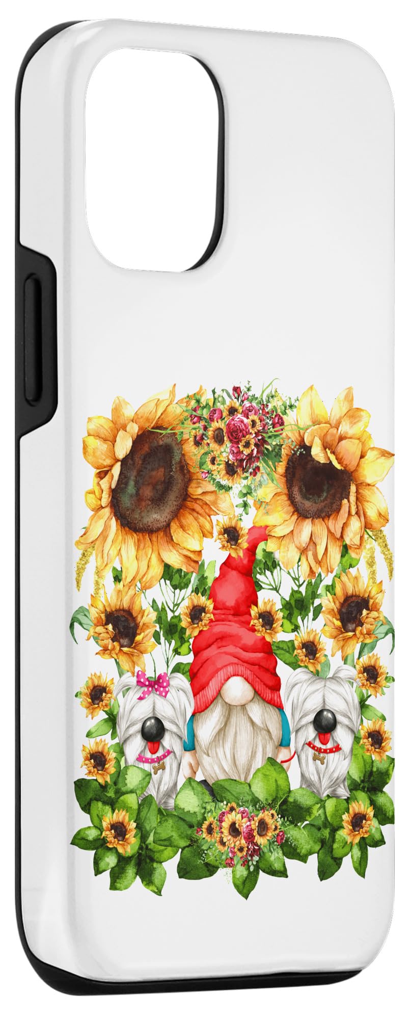 iPhone 13 White Dog Graphic For Yorkie Mom And Dad Sunflower Gnome Case