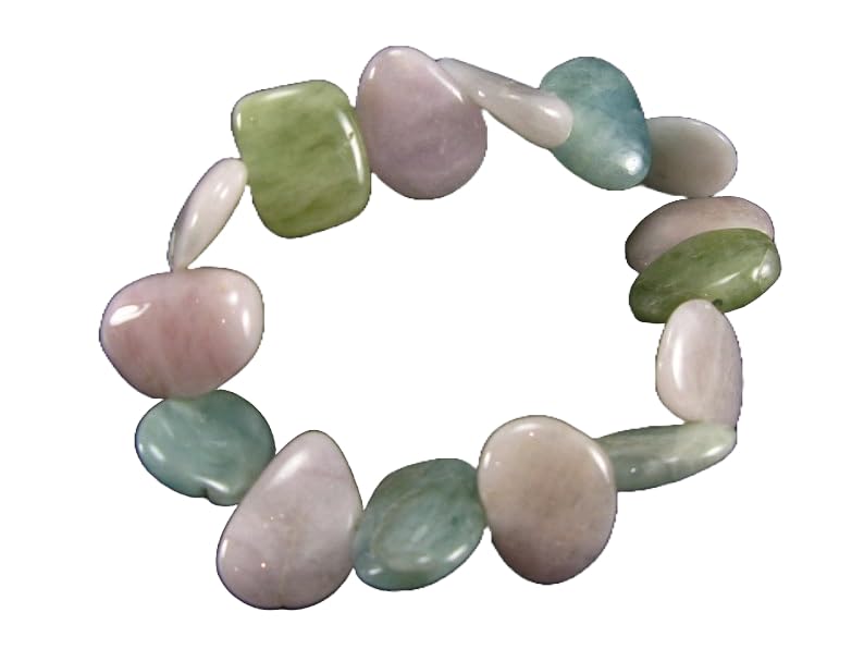 LKBEADS Natural Aquamarine & Morganite 12-14mm nugget smooth 7inch Semi-Precious Gemstones Beaded Bracelets for Men Women Healing Crystal Stretch Beaded Bracelet Unisex