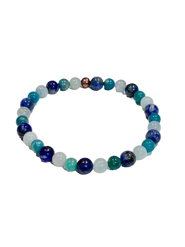 LKBEADS Natural Amethyst, White Agate, Smoky quartz 8mm rondelle smooth 7inch Semi-Precious Gemstones Beaded Bracelets for Men Women Healing Crystal Stretch Beaded Bracelet Unisex