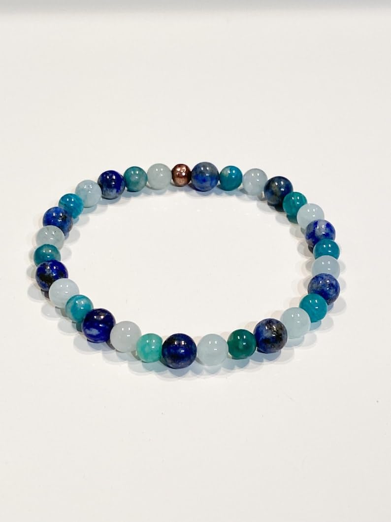 LKBEADS Natural Amethyst, White Agate, Smoky quartz 8mm rondelle smooth 7inch Semi-Precious Gemstones Beaded Bracelets for Men Women Healing Crystal Stretch Beaded Bracelet Unisex