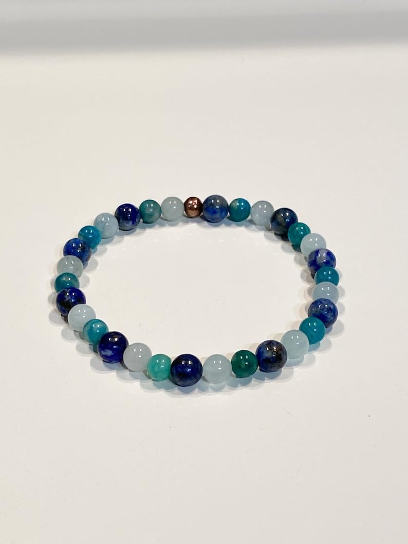 LKBEADS Natural Amethyst, White Agate, Smoky quartz 8mm rondelle smooth 7inch Semi-Precious Gemstones Beaded Bracelets for Men Women Healing Crystal Stretch Beaded Bracelet Unisex