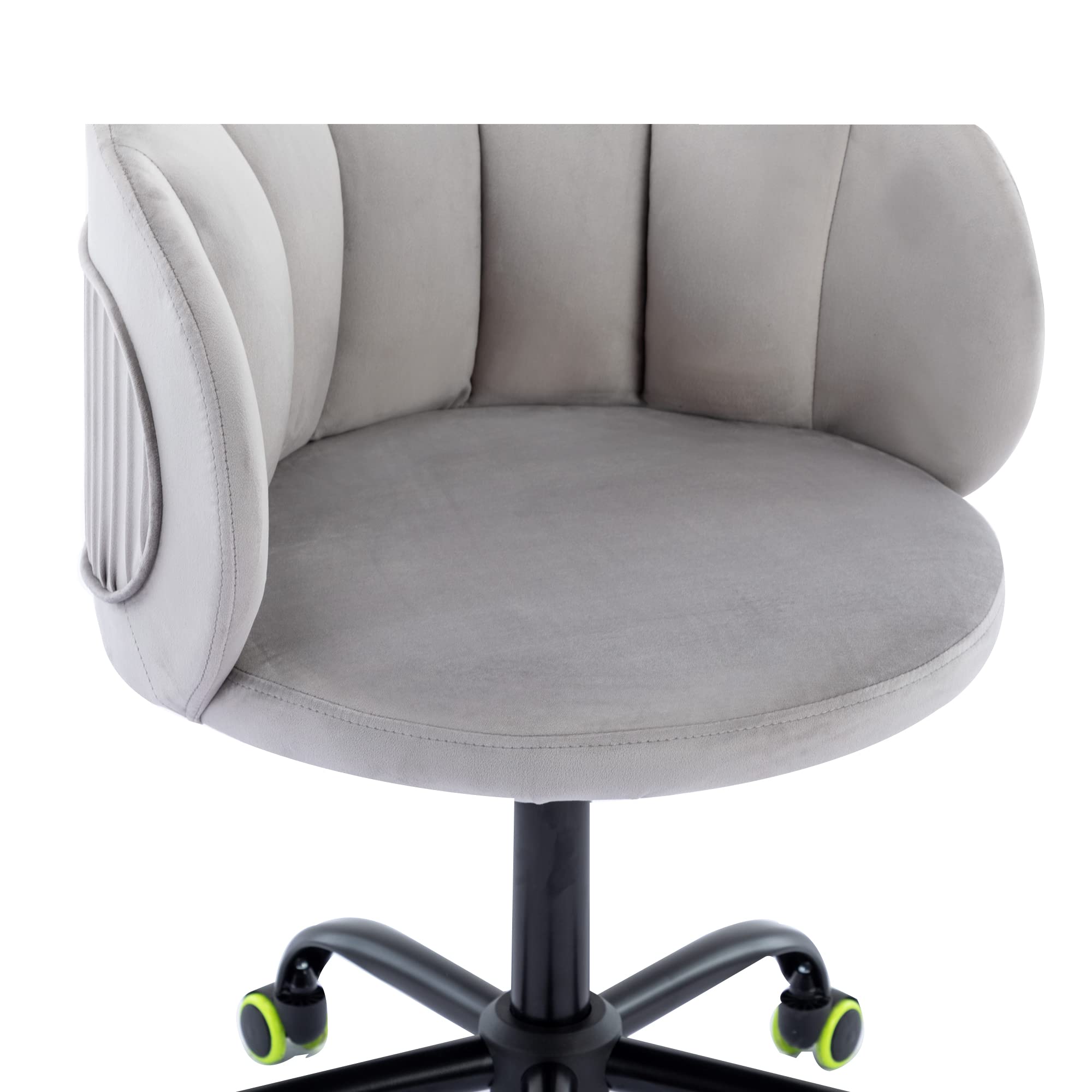 INMOZATA Velvet Home Office Desk Chair, Upholstered Vanity Chairs with Swivel Wheels, Ergonomic Office Chair for Living Room, Bedroom, Office, Vanity Study,Grey
