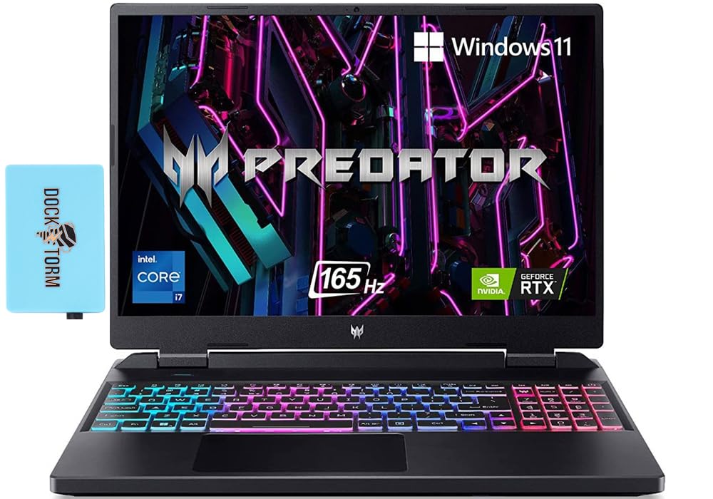 acer Predator Helios Neo Gaming & Entertainment Laptop (Intel i5-13500HX 14-Core, 16GB DDR5 4800MHz RAM, 512GB PCIe SSD, GeForce RTX 4050, 16.0" 165 Hz Win 10 Pro) with Dockztorm Hub