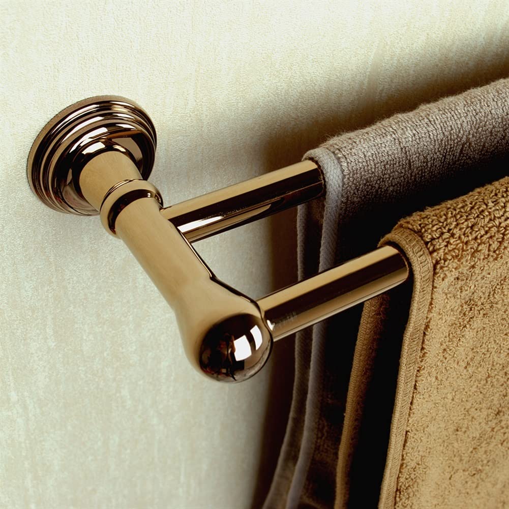Bath Towel Bar Rose Gold Towel Rack, Copper Double Rod Towel Holder, European Style Towel Rail Bar Hardware Pendant Towel Holder