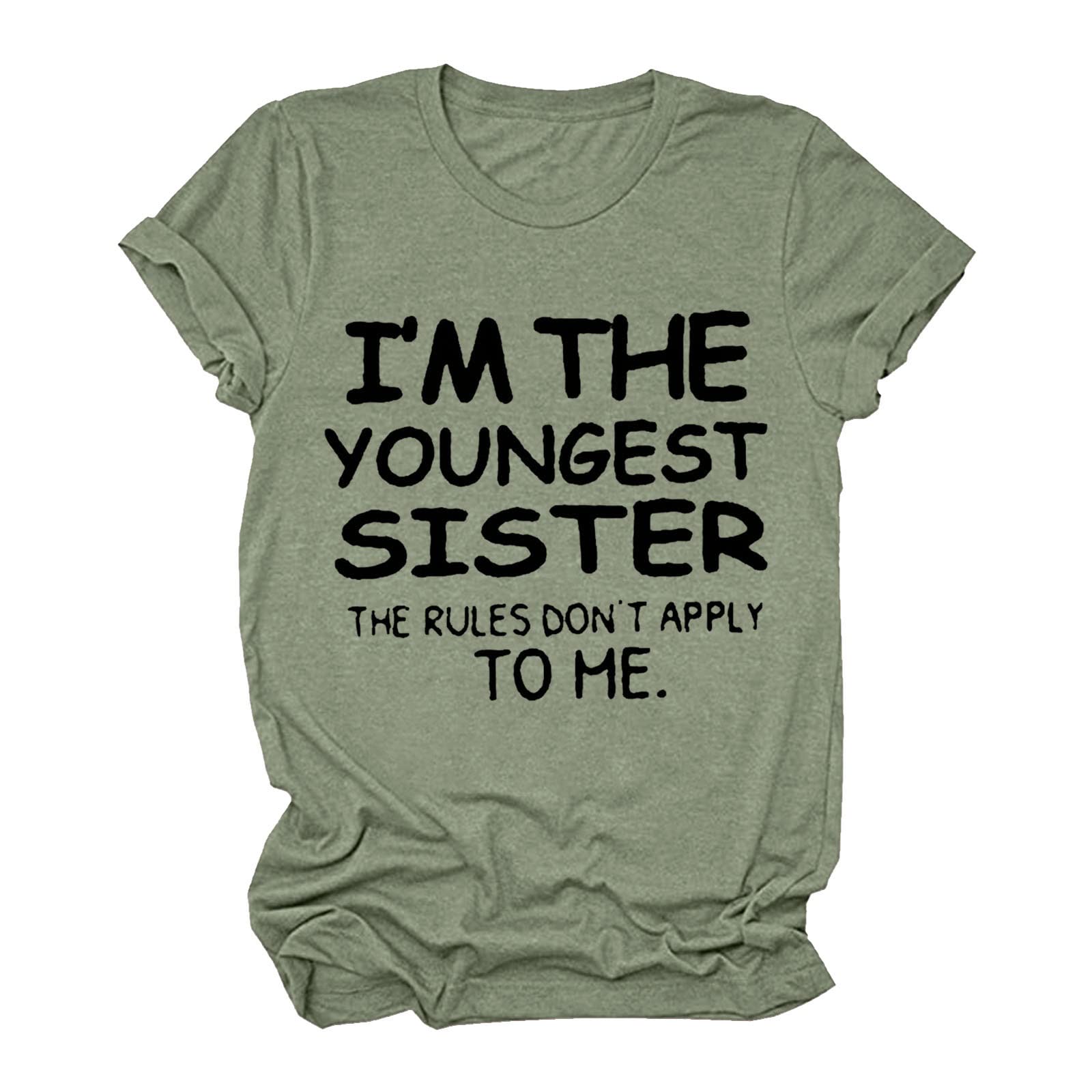 5 or Less Items,Casual V Neck Women Short Sleeve Print Letter Top Casual Women's Tshirt Women's T-Shirts Womens Long Sleeve (Green-C, M)
