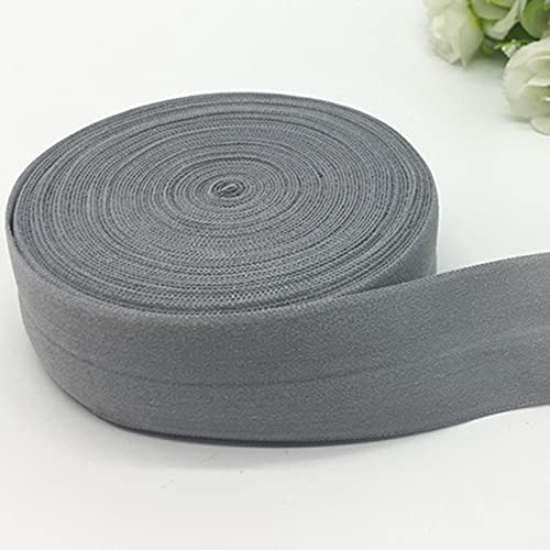 Sewing Ribbon, 5 Yards 25mm Elastic Band Multicolor Fold Over Spandex Elastic Ribbon for Sewing Lace Trim Waist Band Garment Accessory (Color : Gry)