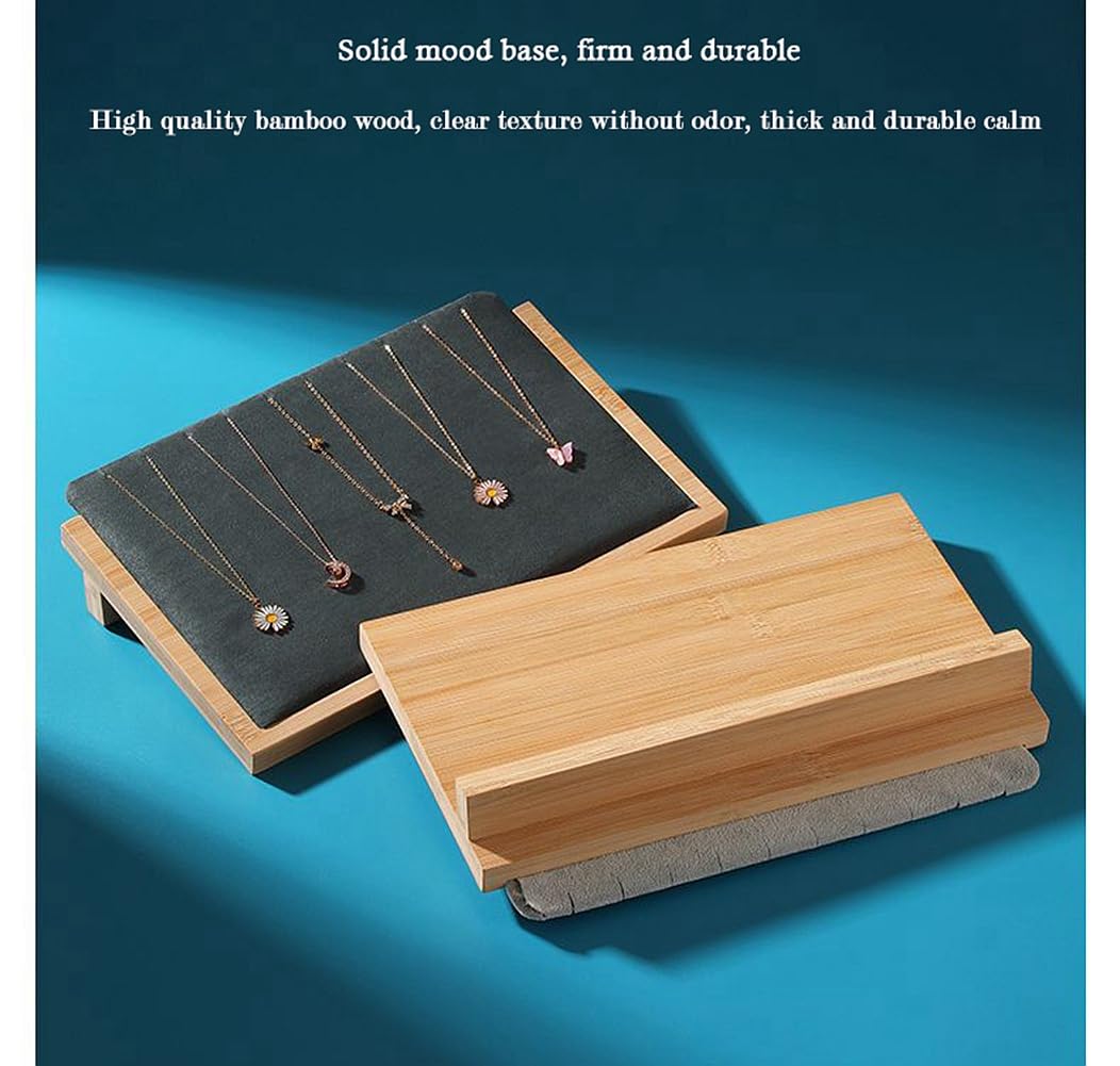 Dreamhousey Solid wood beveled jewelry rack necklace display tray, Pendant Long Chain display board, jewelry store trade selling display stand counter prop (black (large))