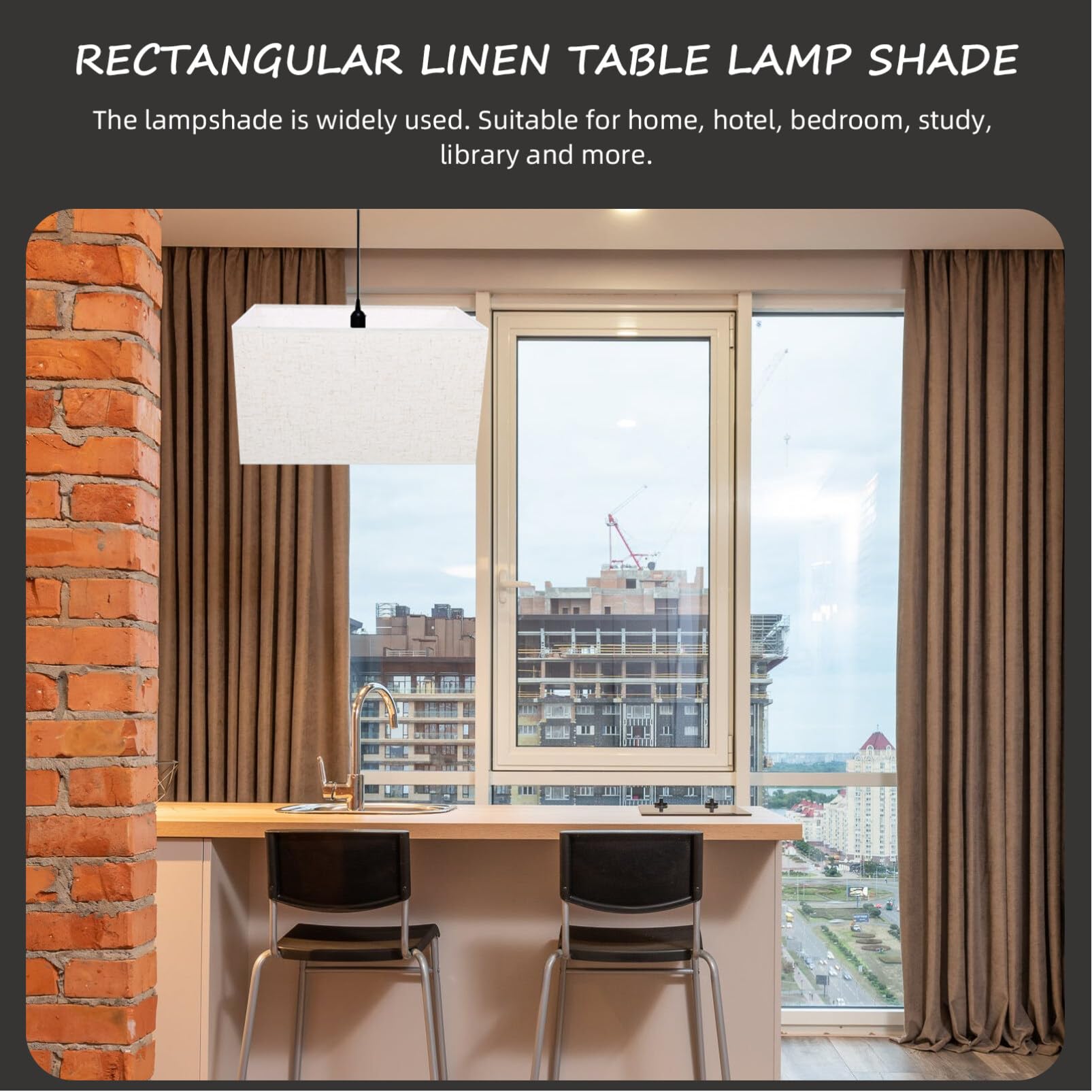 Uonlytech Rectangle Lampshade Linen Lampshade Creative Desktop Lampshade Home Simple Lampshade Decorative Lamp Shade