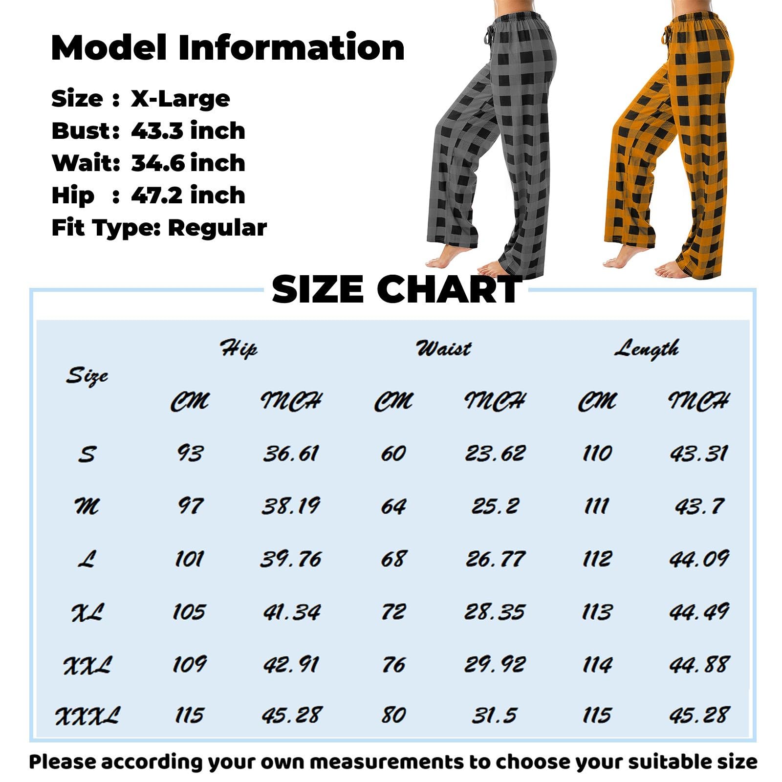 Yellow XL Wide Leg Cotton Pants for Women with Pockets Baggy Boho Pants Elastic Waistband Soft Pajamas Fall Winter Bufflo Plaid Women's Leggings Plus Size Fall Boho Flower Bottoms