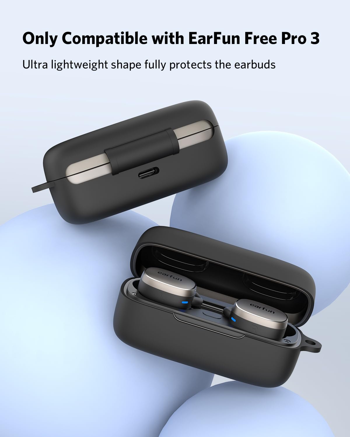 EarFun Free Pro 3 Noise Cancelling Wireless Earbuds, Snapdragon Sound, Qualcomm aptX™ Adaptive, 6 Mics ENC, Bluetooth 5.3 Earbuds Free Pro 3 Protective Case Cover