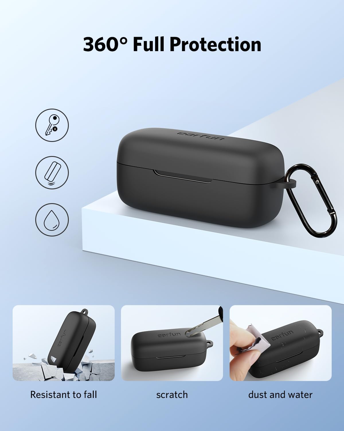 EarFun Free Pro 3 Noise Cancelling Wireless Earbuds, Snapdragon Sound, Qualcomm aptX™ Adaptive, 6 Mics ENC, Bluetooth 5.3 Earbuds Free Pro 3 Protective Case Cover