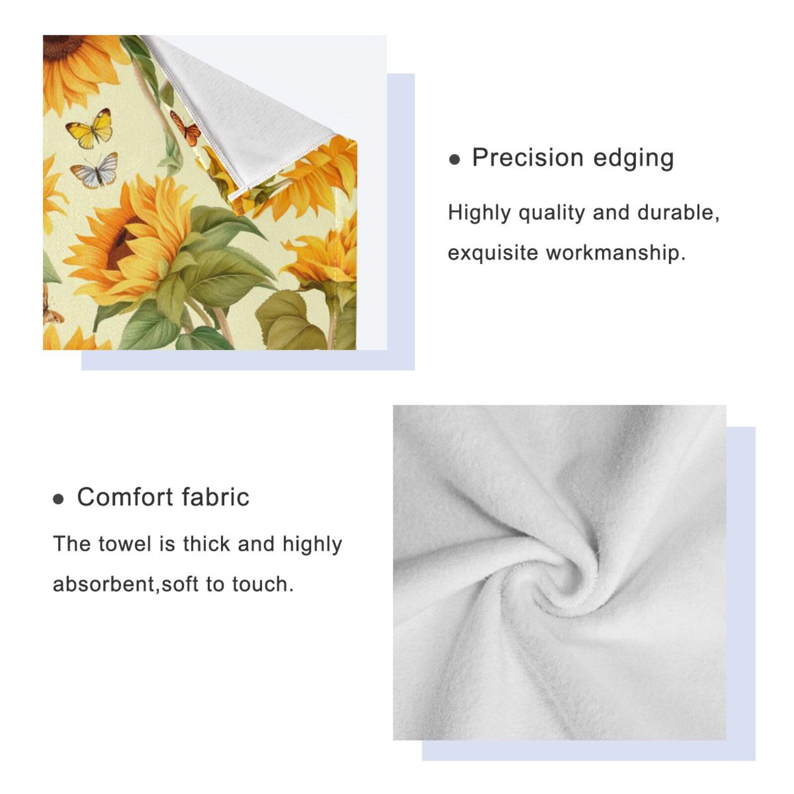 Flradish Sunflower Butterfly Towels 3 Pack Bath Towels for Bathroom Set Soft Cotton Highly Absorbent Lightweight & Quickdry Towel Set 1 Bath Towel,1 Hand Towel,1 Washclothe