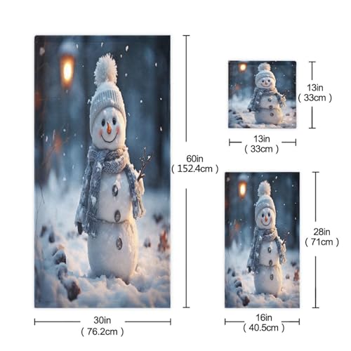 Flradish Snowman Towels 3 Pack Bath Towels for Bathroom Set Soft Cotton Highly Absorbent Lightweight & Quickdry Towel Set 1 Bath Towel,1 Hand Towel,1 Washclothe