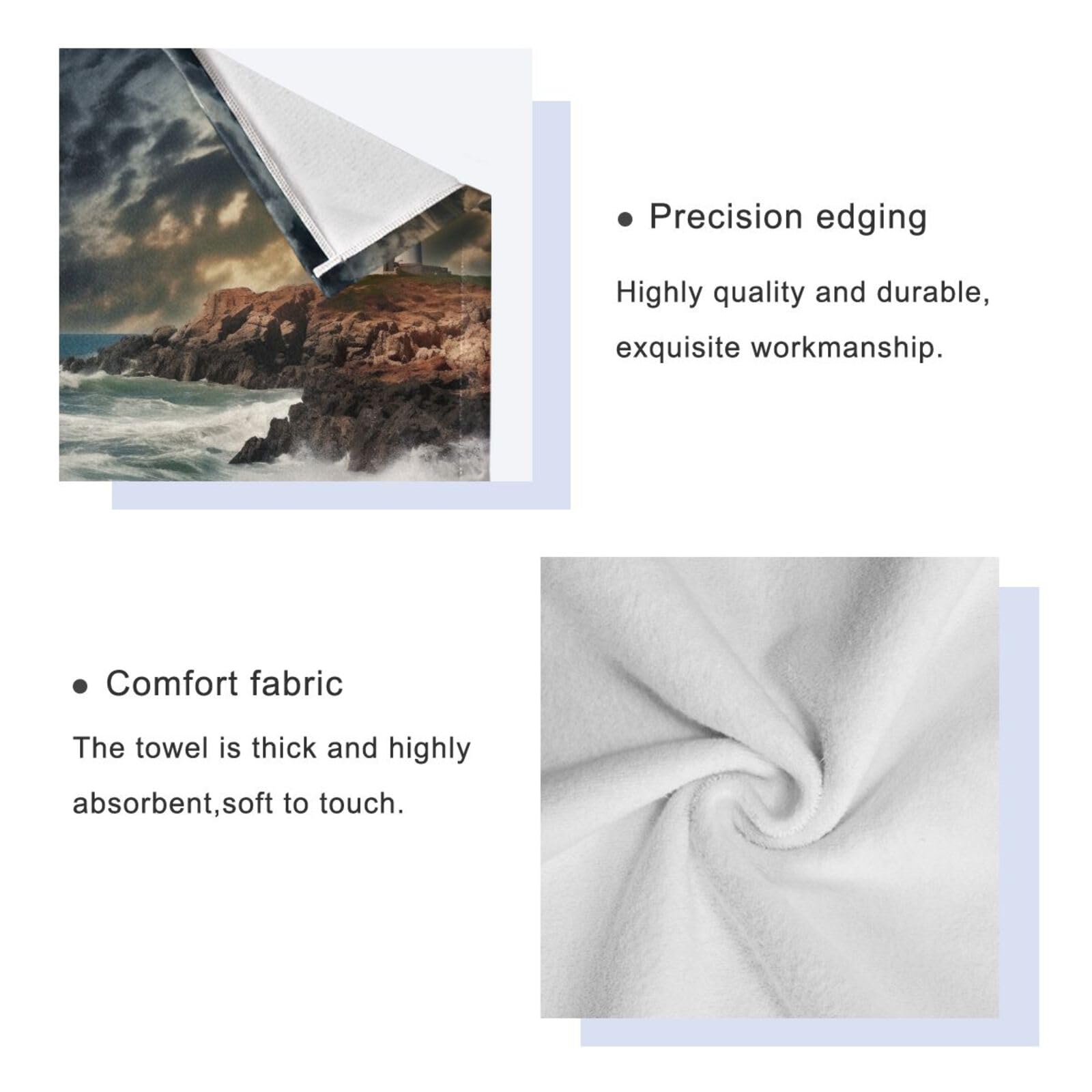 Flradish Lighthouse Towels 3 Pack Bath Towels for Bathroom Set Soft Cotton Highly Absorbent Lightweight & Quickdry Towel Set 1 Bath Towel,1 Hand Towel,1 Washclothe