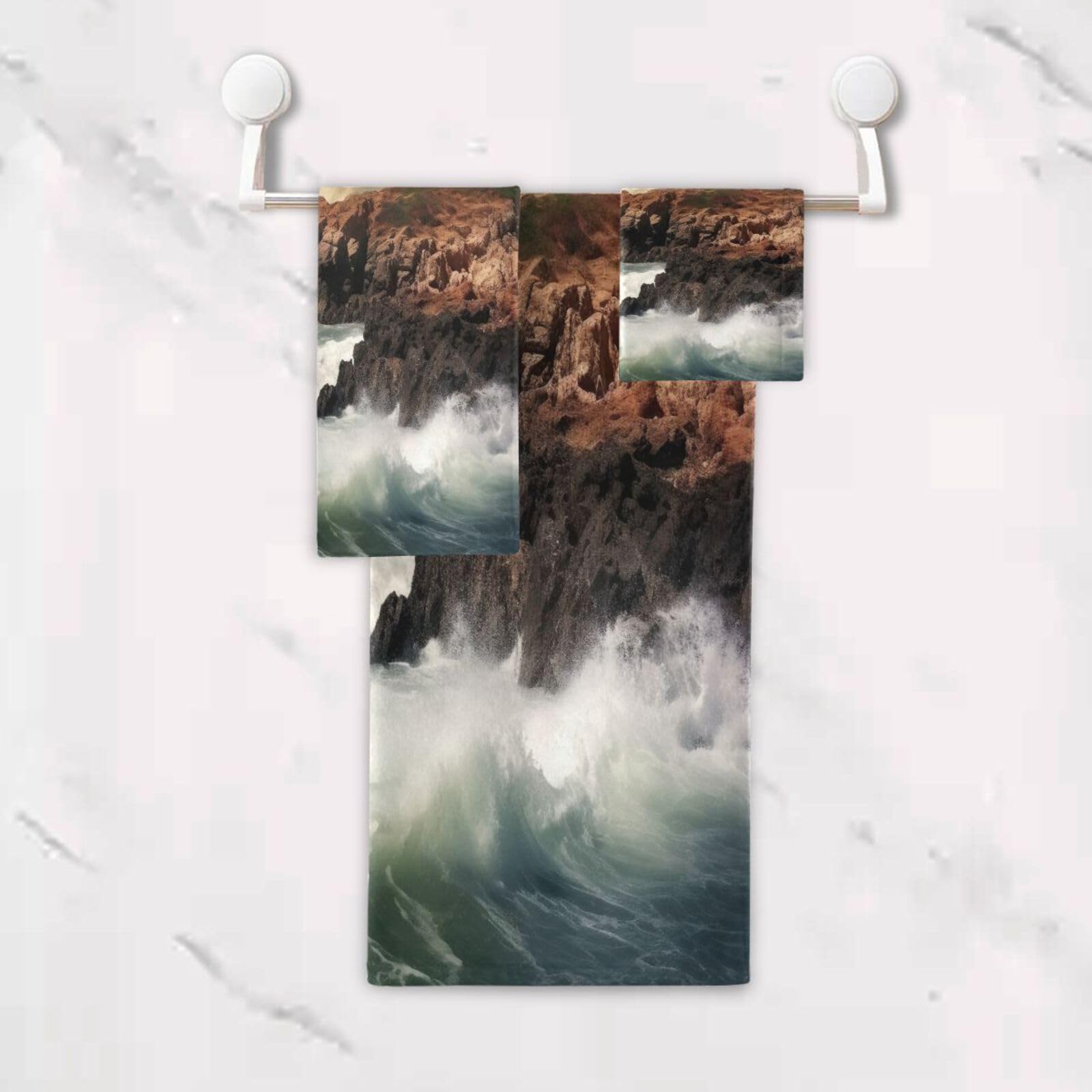 Flradish Lighthouse Towels 3 Pack Bath Towels for Bathroom Set Soft Cotton Highly Absorbent Lightweight & Quickdry Towel Set 1 Bath Towel,1 Hand Towel,1 Washclothe