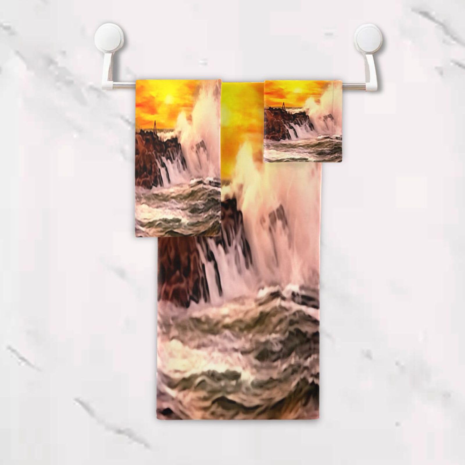 Flradish Lighthouse Towels 3 Pack Bath Towels for Bathroom Set Soft Cotton Highly Absorbent Lightweight & Quickdry Towel Set 1 Bath Towel,1 Hand Towel,1 Washclothe