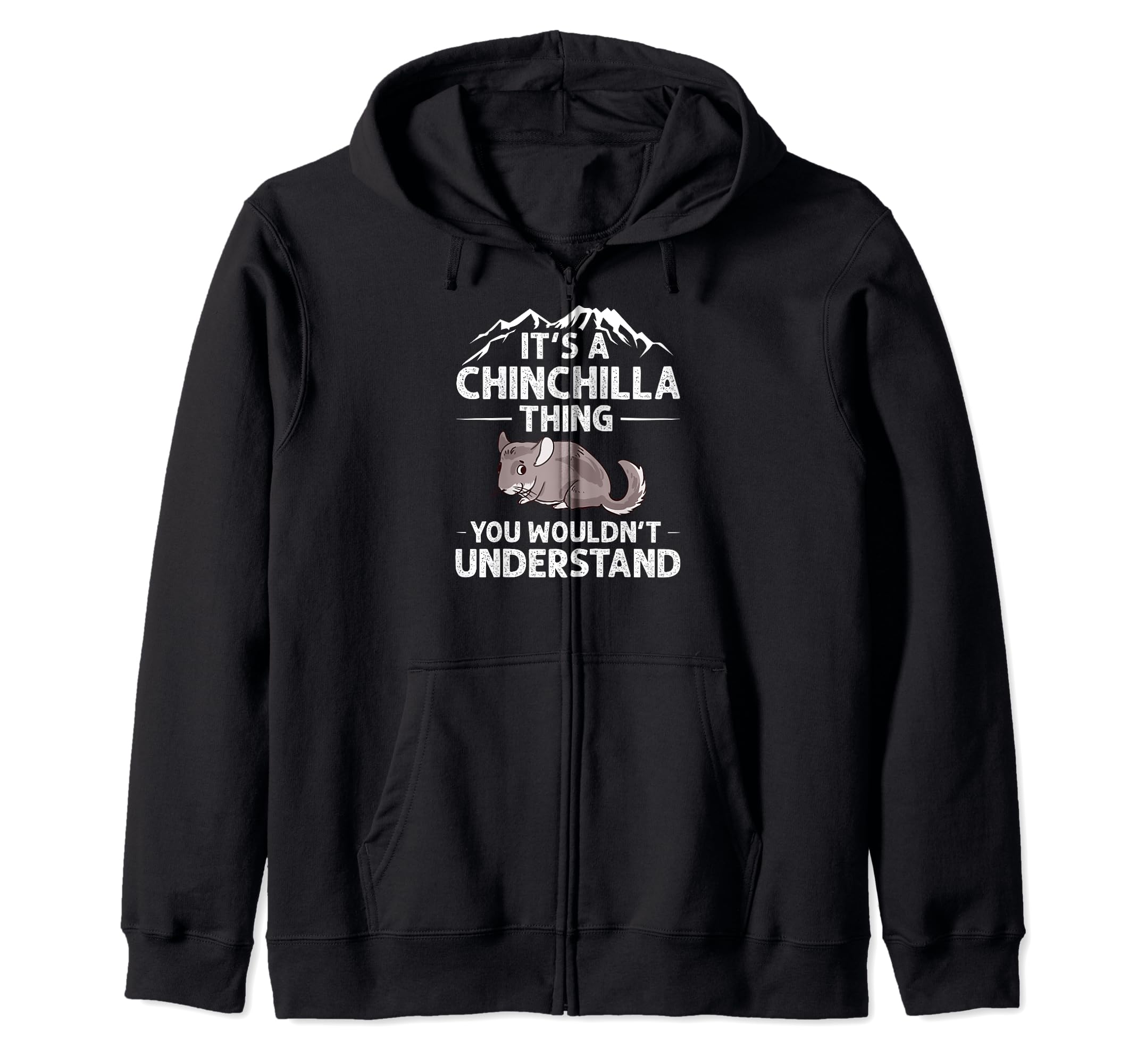 Chinchilla Animals Funny Pet Cute Rodent Cage Wheel Zip Hoodie