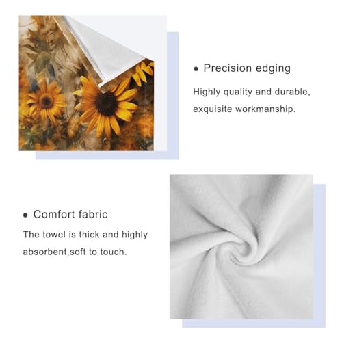 Flradish Sunflowers Towels 3 Pack Bath Towels for Bathroom Set Soft Cotton Highly Absorbent Lightweight & Quickdry Towel Set 1 Bath Towel,1 Hand Towel,1 Washclothe
