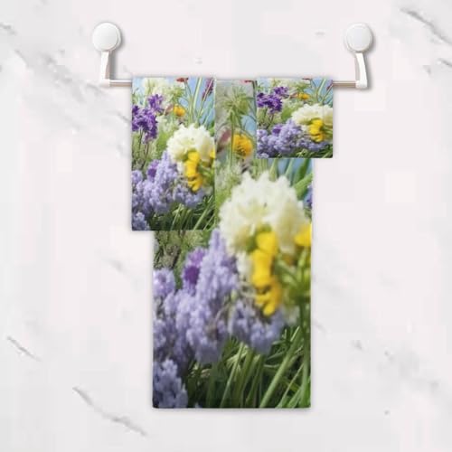 Flradish Flower Towels 3 Pack Bath Towels for Bathroom Set Soft Cotton Highly Absorbent Lightweight & Quickdry Towel Set 1 Bath Towel,1 Hand Towel,1 Washclothe
