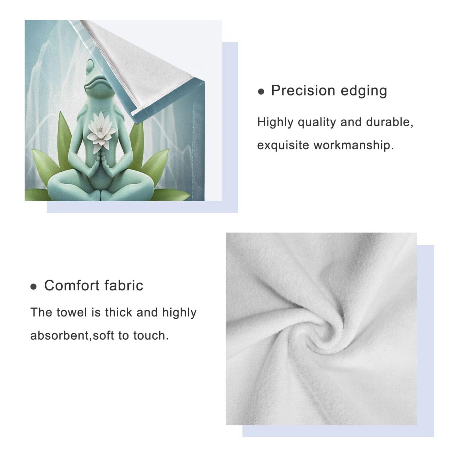 Flradish Yoga Frog Towels 3 Pack Bath Towels for Bathroom Set Soft Cotton Highly Absorbent Lightweight & Quickdry Towel Set 1 Bath Towel,1 Hand Towel,1 Washclothe