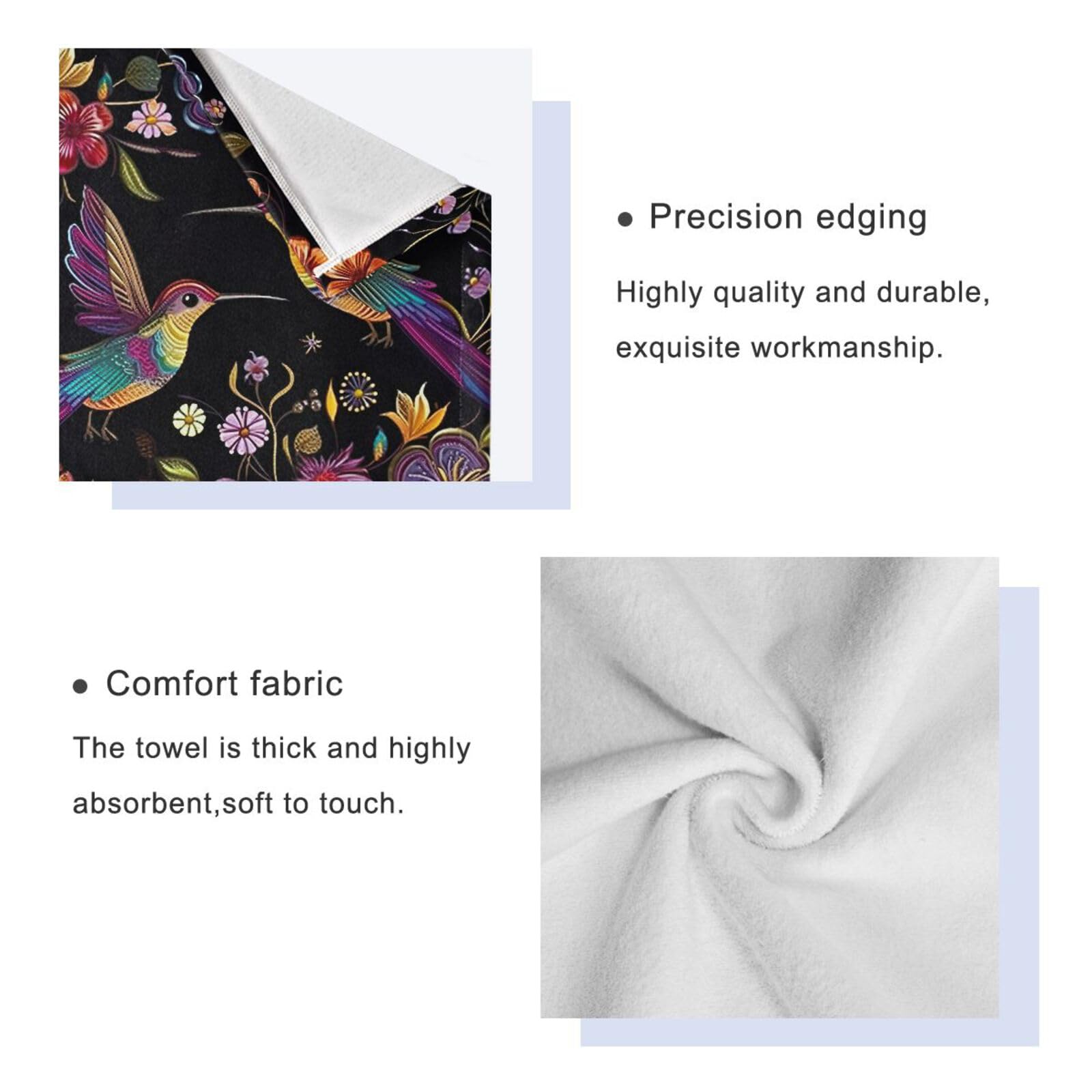 Flradish Hummingbirds Flowers Towels 3 Pack Bath Towels for Bathroom Set Soft Cotton Highly Absorbent Lightweight & Quickdry Towel Set 1 Bath Towel,1 Hand Towel,1 Washclothe