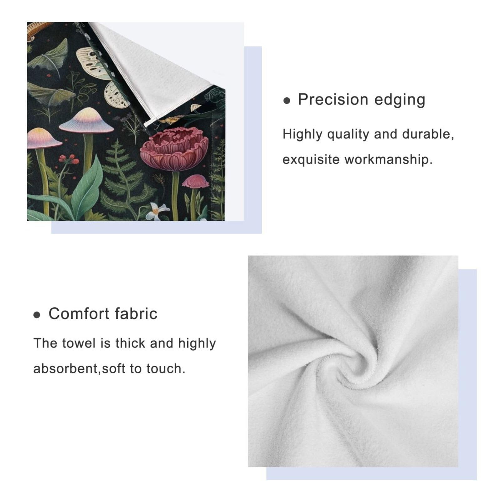 Flradish Forest Mushrooms Towels 3 Pack Bath Towels for Bathroom Set Soft Cotton Highly Absorbent Lightweight & Quickdry Towel Set 1 Bath Towel,1 Hand Towel,1 Washclothe