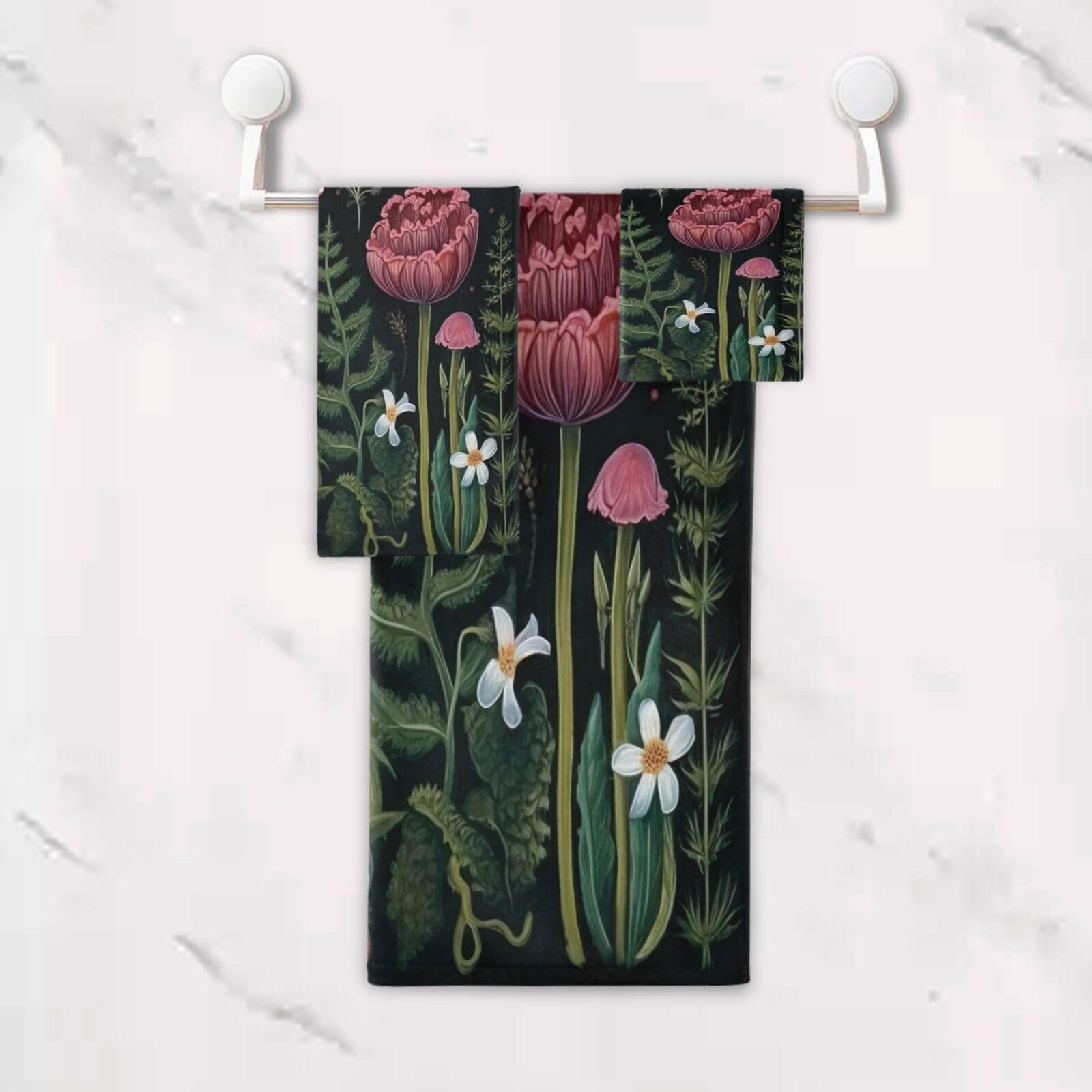 Flradish Forest Mushrooms Towels 3 Pack Bath Towels for Bathroom Set Soft Cotton Highly Absorbent Lightweight & Quickdry Towel Set 1 Bath Towel,1 Hand Towel,1 Washclothe