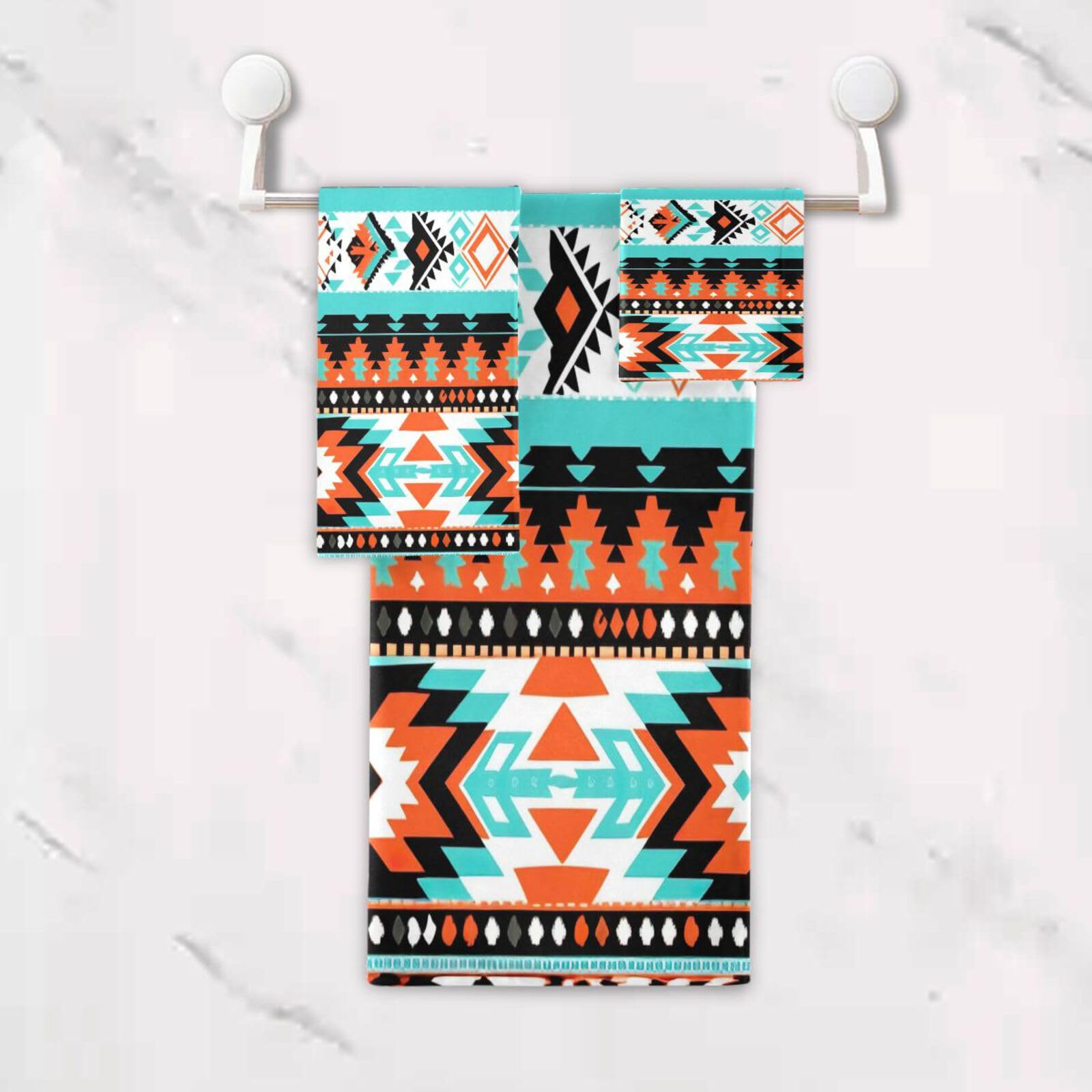 Flradish Navajo Pattern Towels 3 Pack Bath Towels for Bathroom Set Soft Cotton Highly Absorbent Lightweight & Quickdry Towel Set 1 Bath Towel,1 Hand Towel,1 Washclothe