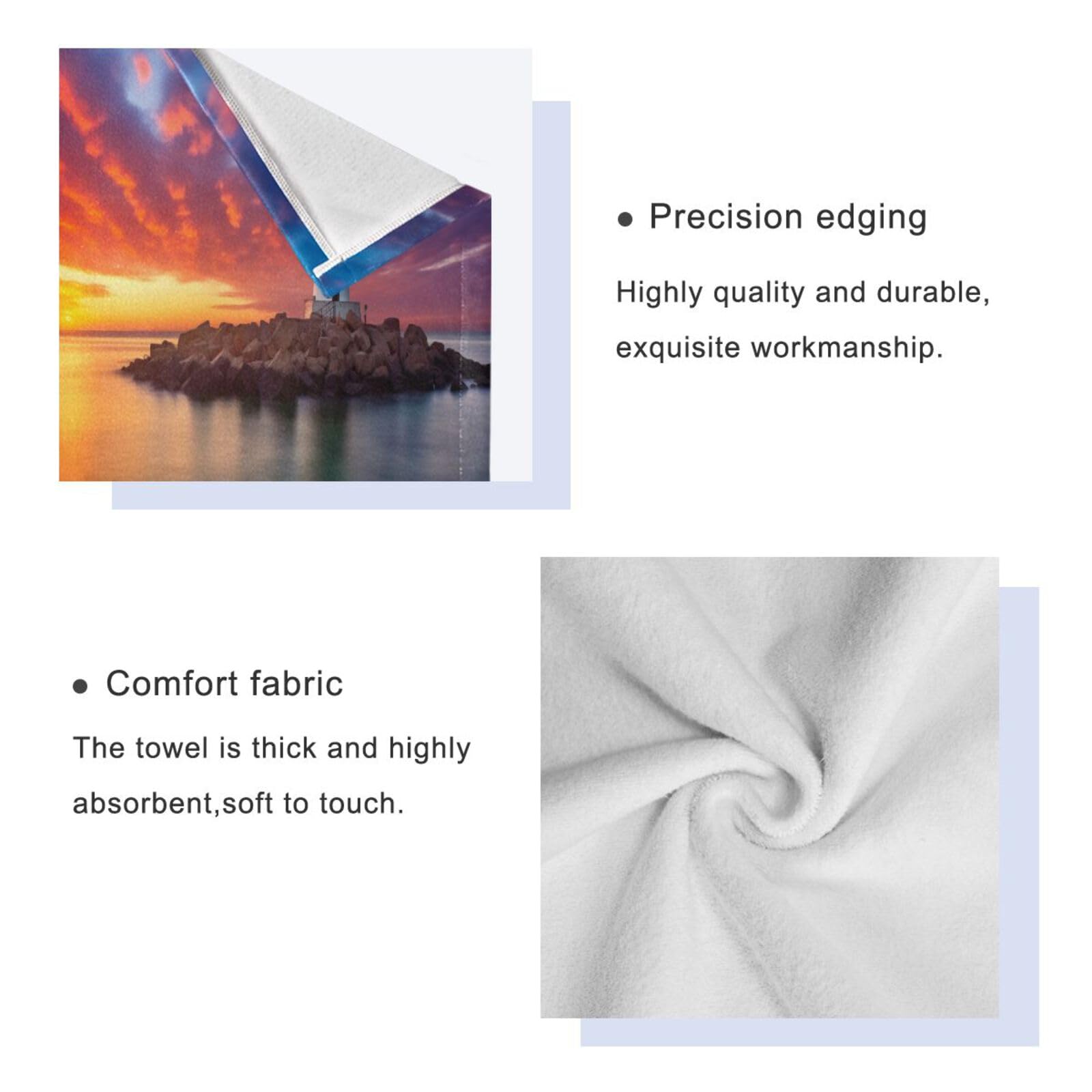 Flradish Lighthouse Towels 3 Pack Bath Towels for Bathroom Set Soft Cotton Highly Absorbent Lightweight & Quickdry Towel Set 1 Bath Towel,1 Hand Towel,1 Washclothe