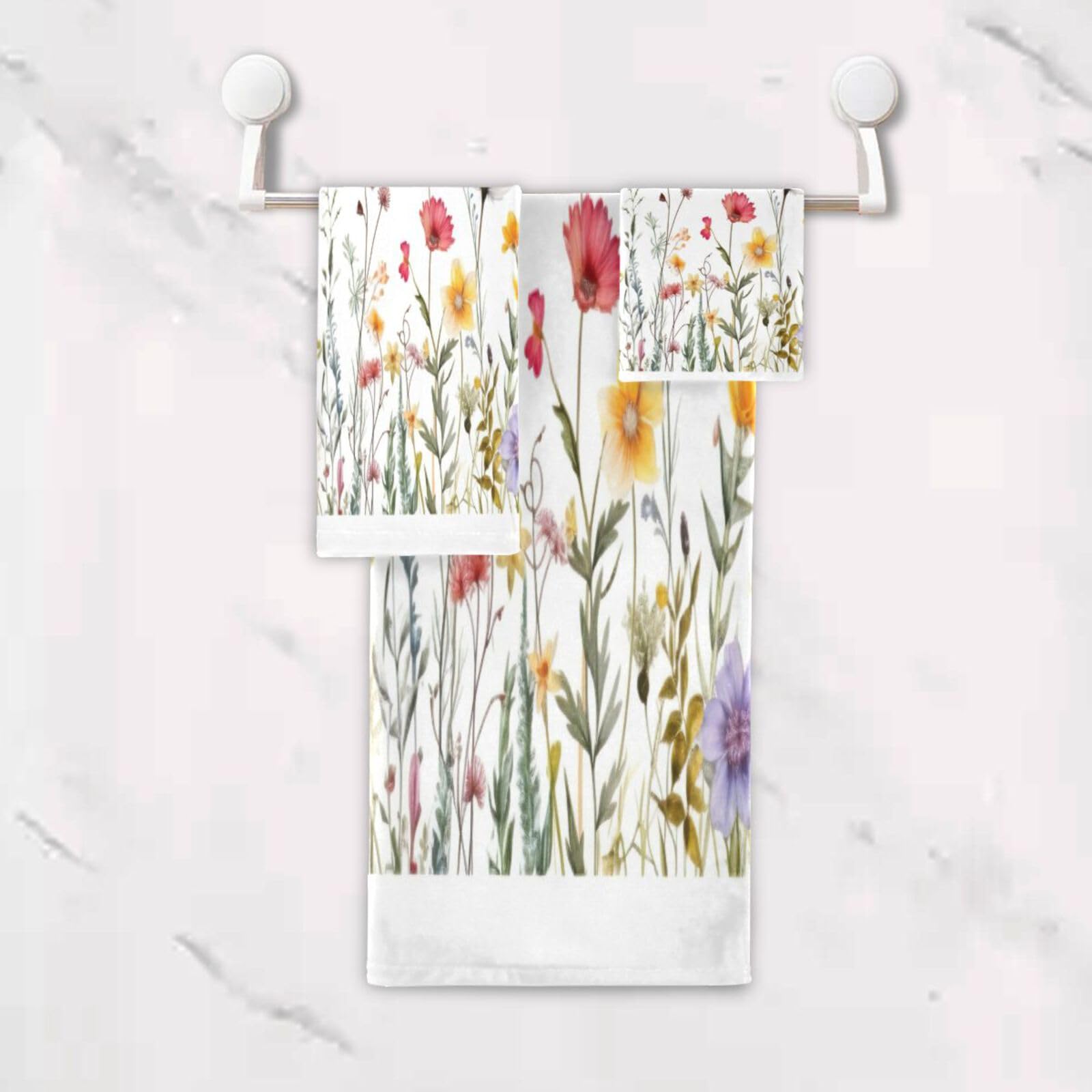 Flradish Watercolor Flowers Butterflies Towels 3 Pack Bath Towels for Bathroom Set Soft Cotton Highly Absorbent Lightweight & Quickdry Towel Set 1 Bath Towel,1 Hand Towel,1 Washclothe