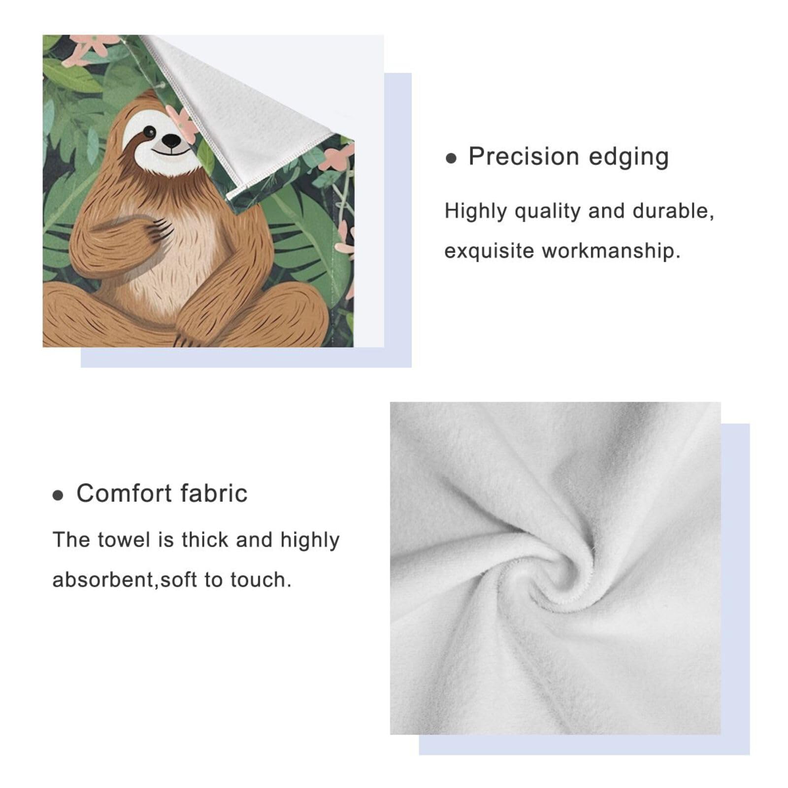 Flradish Sloth Yoga Towels 3 Pack Bath Towels for Bathroom Set Soft Cotton Highly Absorbent Lightweight & Quickdry Towel Set 1 Bath Towel,1 Hand Towel,1 Washclothe