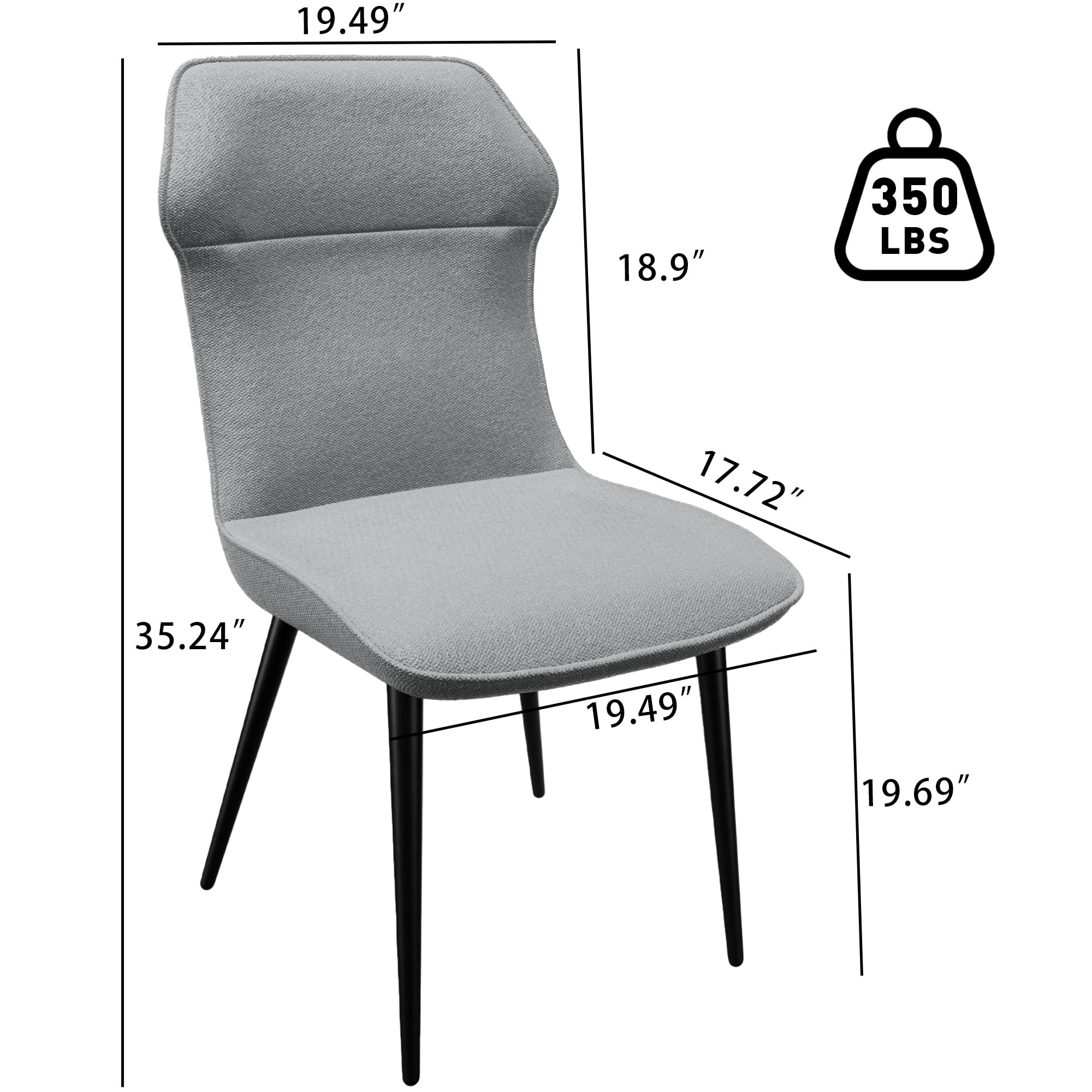 Dining Chairs Set of 4,Modern Upholstered Parsons Fabric Dining Chair,Adjustable Sturdy Metal Legs and High Back Kitchen Dining Room Chairs,Gray